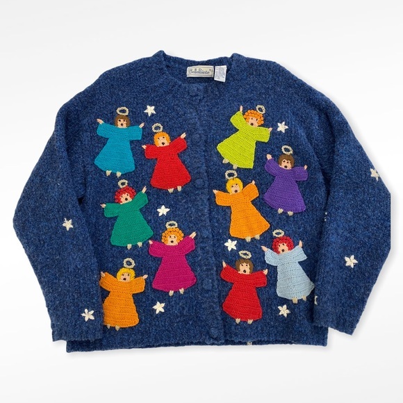 Vintage | Sweaters | Vintage Bellepoint Blue Cozy Knit Angel Star ...